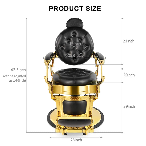 #5045 Retro Barber Chair Heavy Duty Vintage Salon Chair (Gold&Black)
