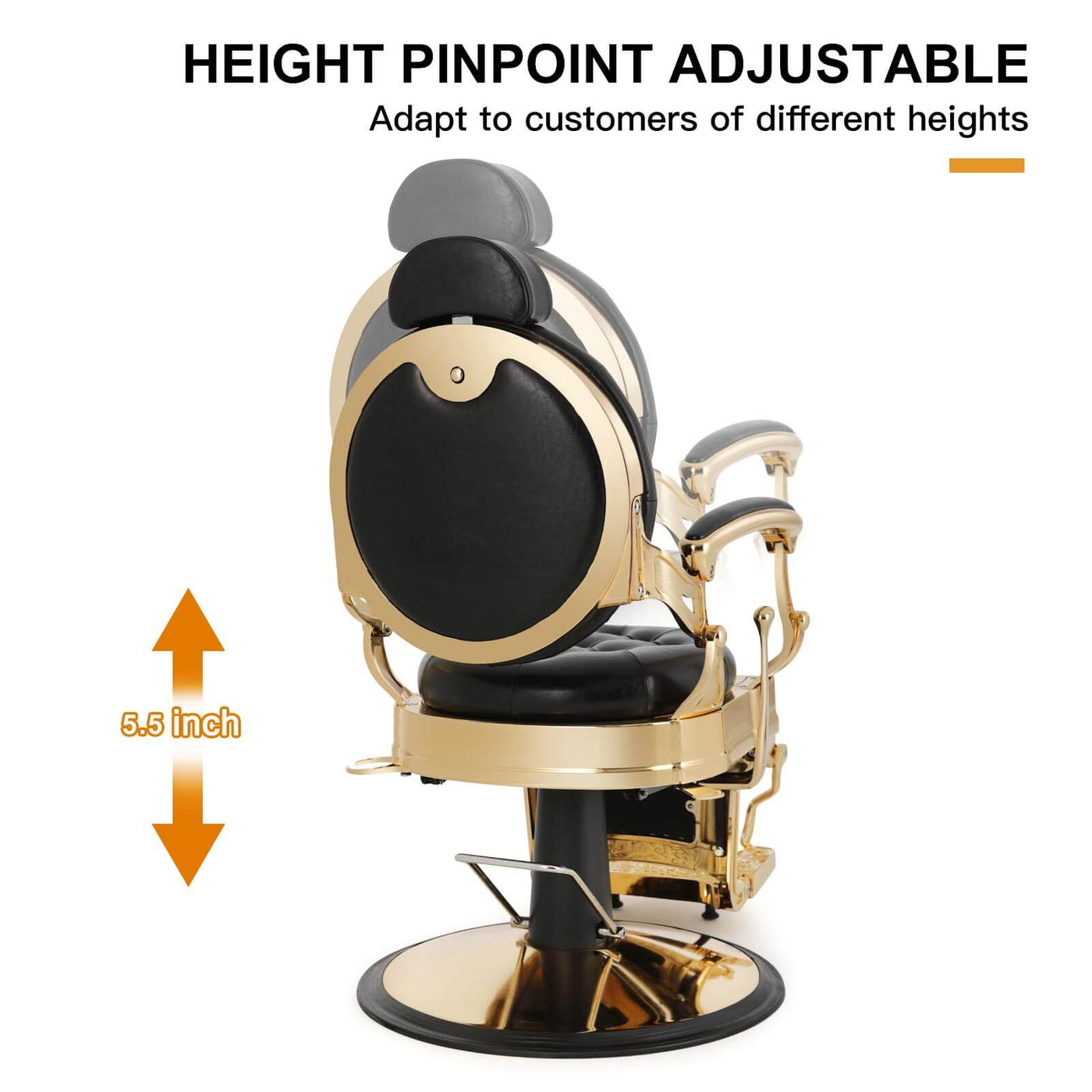 #5045 Retro Barber Chair Heavy Duty Vintage Salon Chair (Gold&Black)